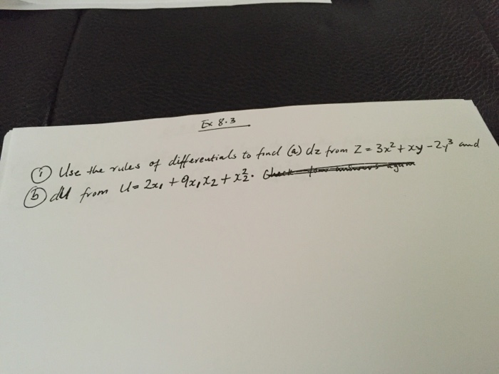 Solved Use the rules of differentials to find (a) dz from z | Chegg.com