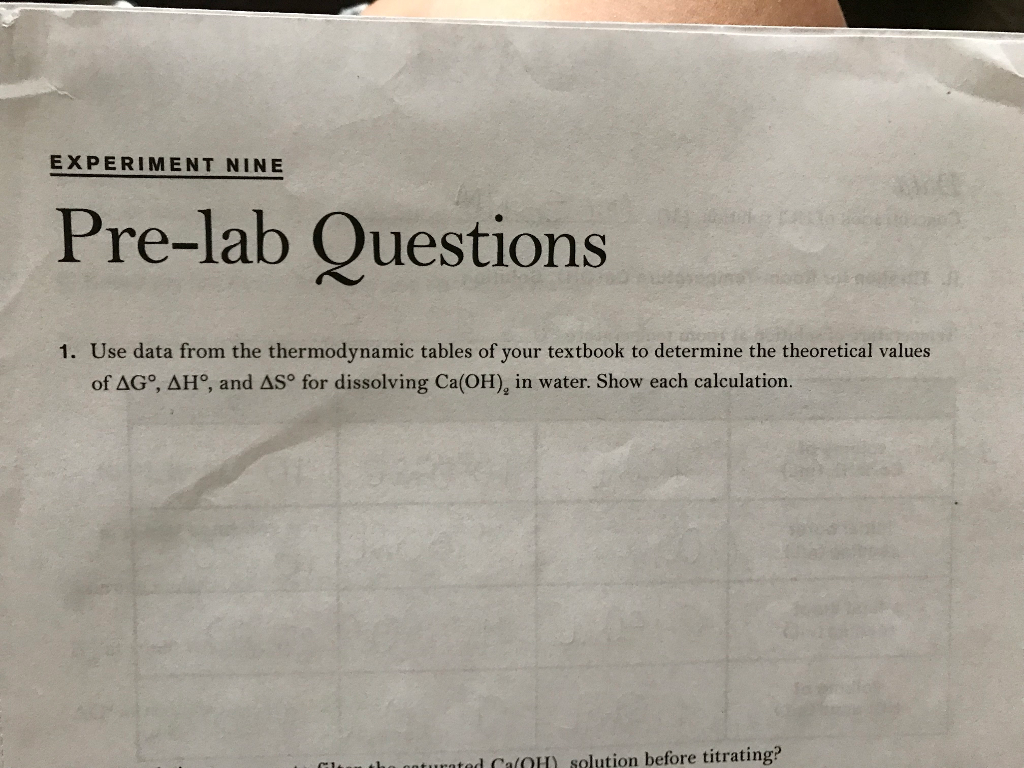 EXPERIMENT NINE Pre-lab Questions 1. Use data from | Chegg.com