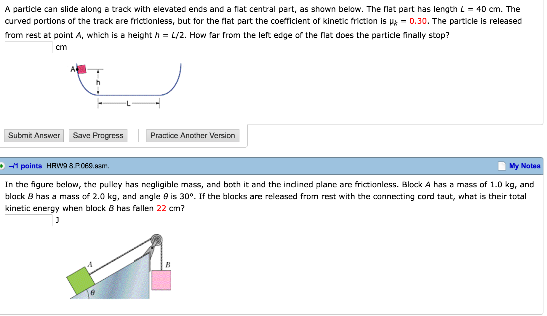 Solved A particle can slide along a track with elevated ends | Chegg.com