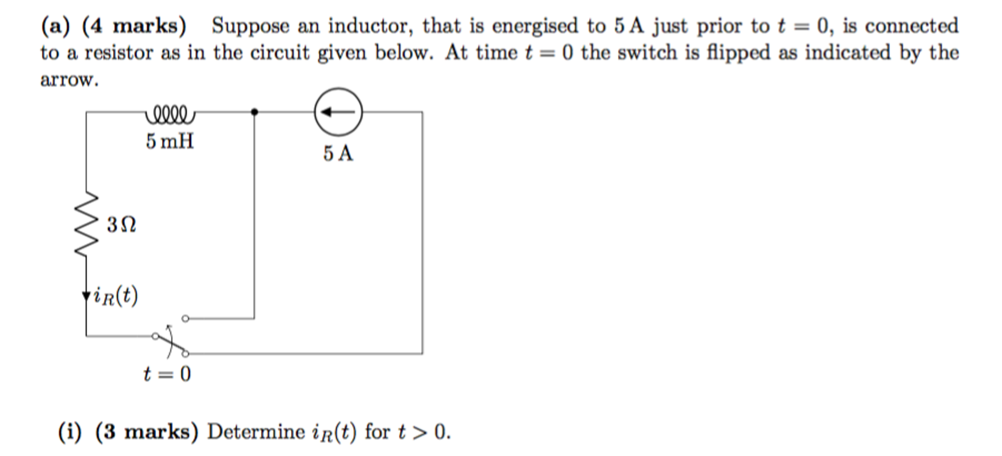 Solved Suppose an inductor, that is energized to 5 A just | Chegg.com