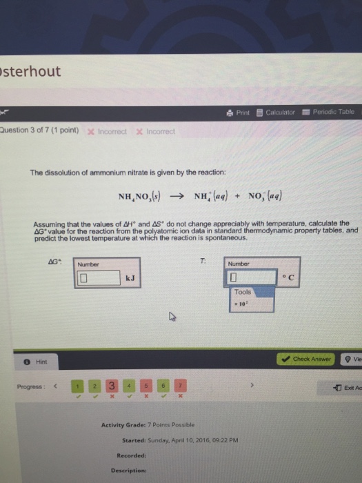Solved The dissolution of ammonium nitrate is given by the | Chegg.com