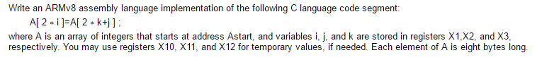Solved Write An Armv8 Assembly Language Implementation Of