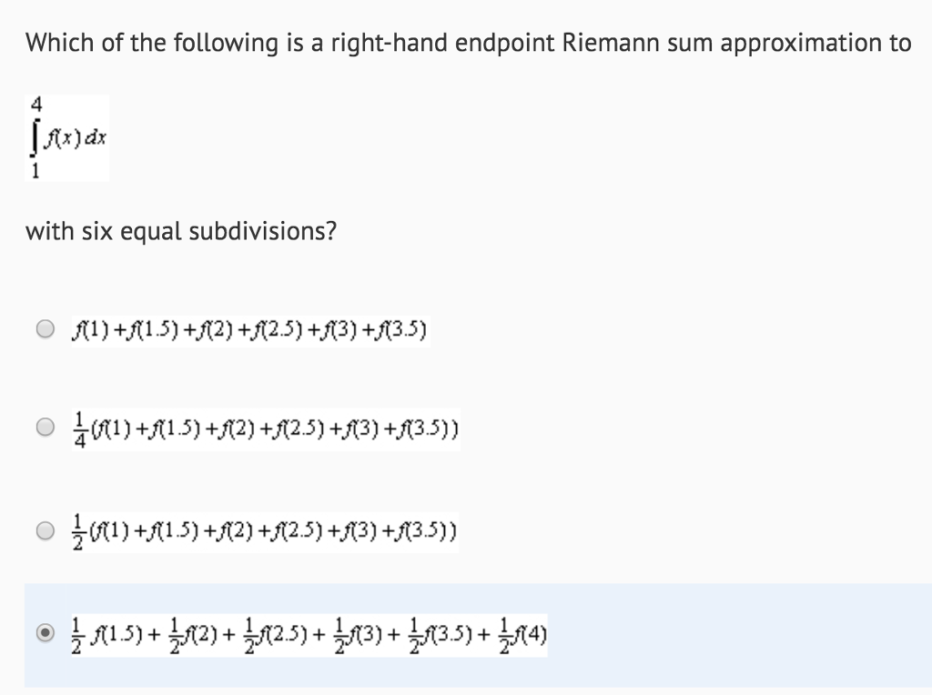 Solved Which of the following is a right-hand endpoint | Chegg.com