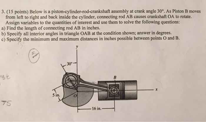 Solved 3. Below is a piston-cylinder-rod-crankshaft assembly | Chegg.com