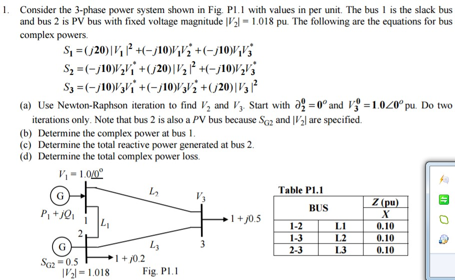 Consider the 3-phase power system shown in Fig. P1.1 | Chegg.com