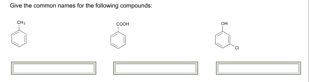 Solved Give the common names for the following compounds: | Chegg.com