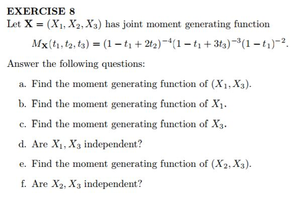 Solved Exercise 8 Let X X1 X2 X3 Has Joint Moment