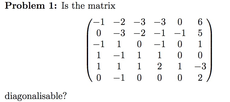 Solved Is the matrix (-1 -2 -3 -3 0 6 0 -3 -2 -1 -1 5 -1 | Chegg.com