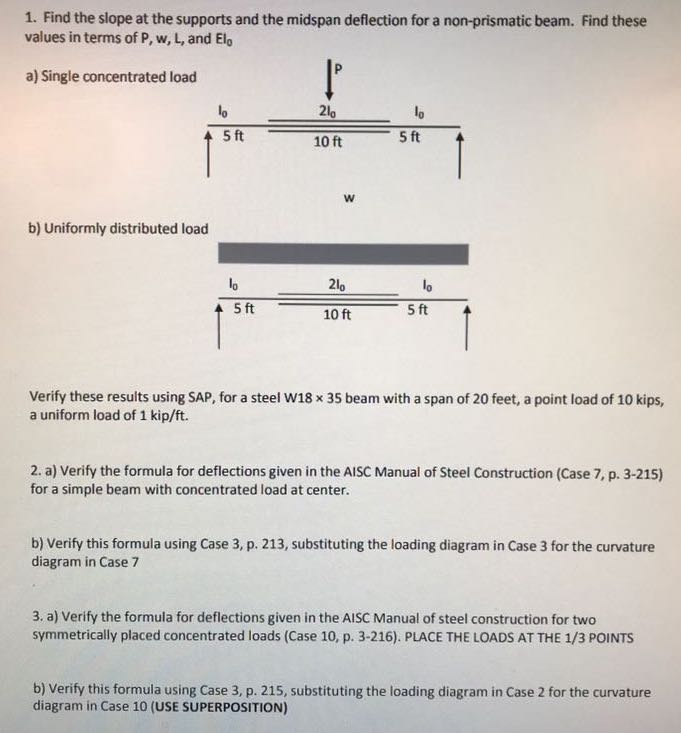 Solved 1. Find the slope at the supports and the midspan | Chegg.com