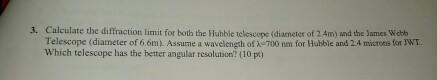Solved Calculate the diffraction limit for both the Hobble | Chegg.com