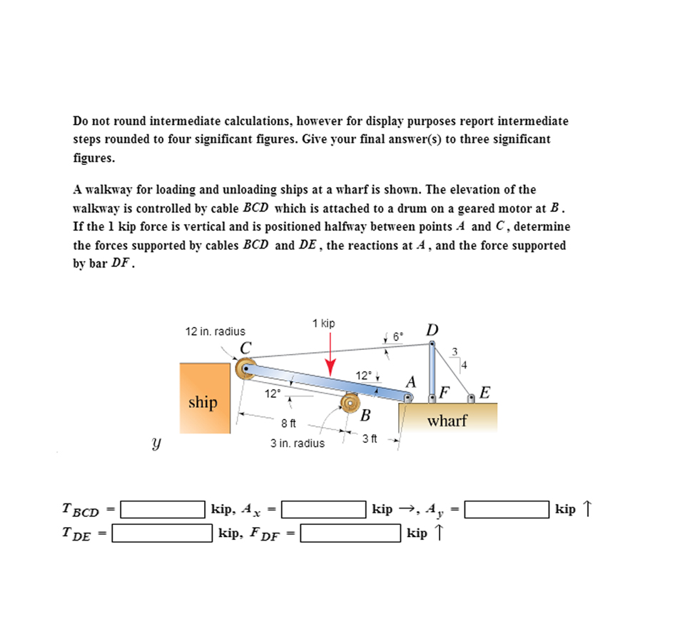 Solved A walkway for loading and unloading ships at a wharf | Chegg.com