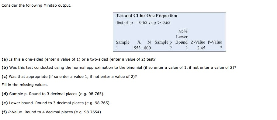 Solved Consider the following Minitab output. Test and CI | Chegg.com