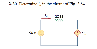 Solved 2.20 Determine io in the circuit of Fig. 2.84. 10 22 | Chegg.com