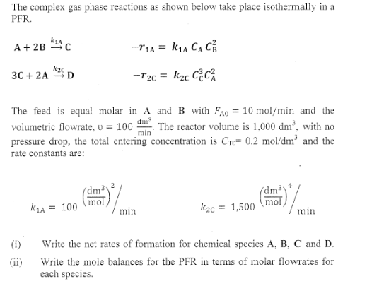 Solved The complex gas phase reactions as shown below take | Chegg.com