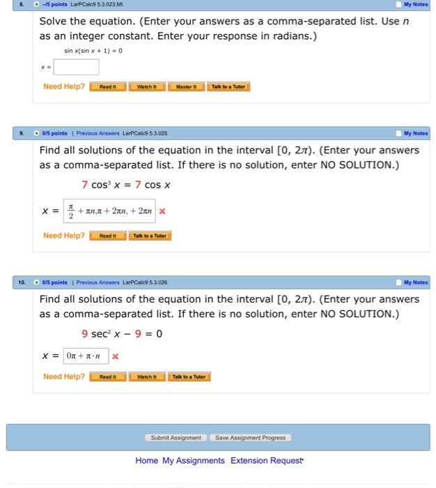 Solved Solve the equation. (Enter your answers as a | Chegg.com