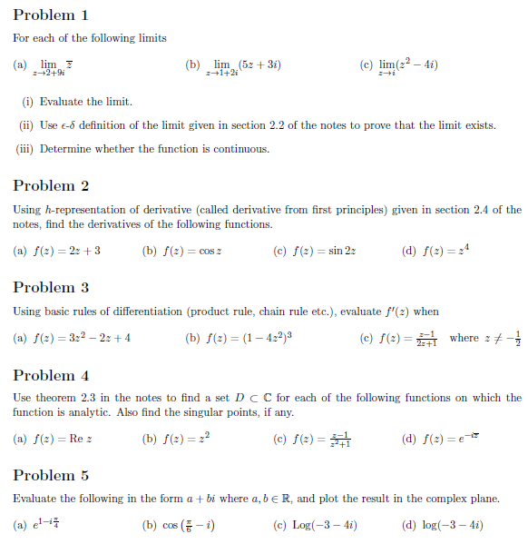 Solved For each of the following limits (a) lim z | Chegg.com