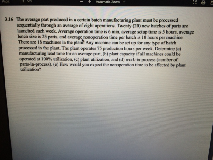 Solved The average part produced in a certain batch | Chegg.com