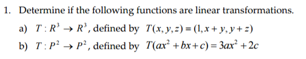 Solved Determine if the following functions are linear | Chegg.com