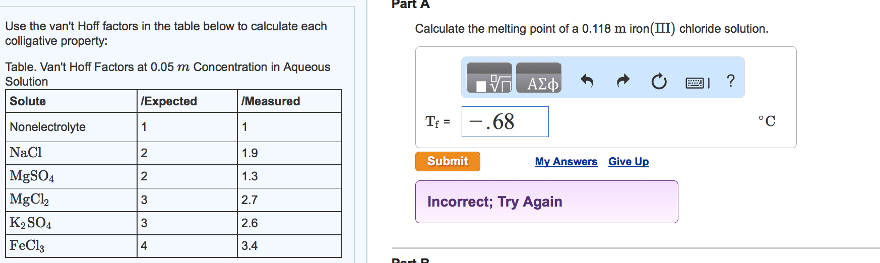 Solved Use the van't Hoff factors in the table below to | Chegg.com