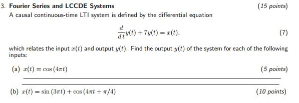 Solved Fourier Series and LCCDE Systems A casual | Chegg.com