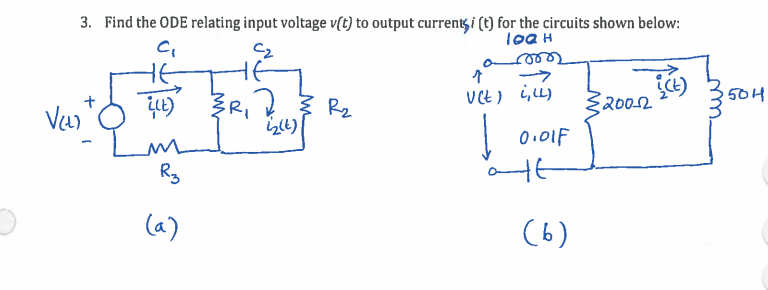 Solved Find the ODE relating the input voltage v(t) to the | Chegg.com