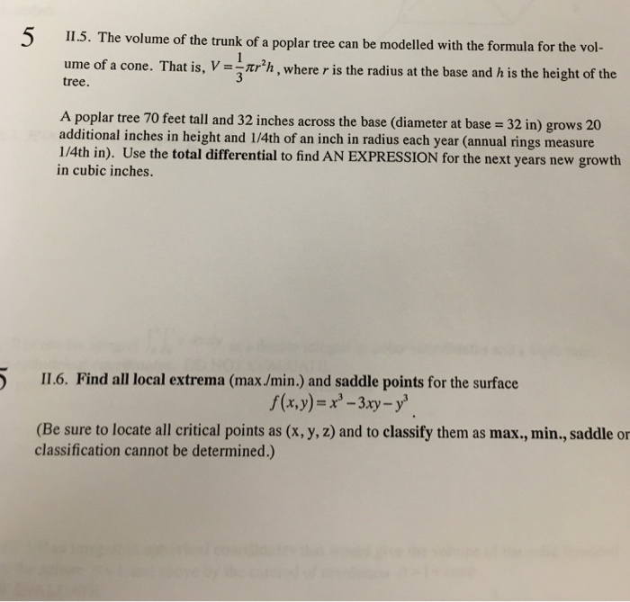 Solved The volume of the trunk of a poplar tree can be | Chegg.com