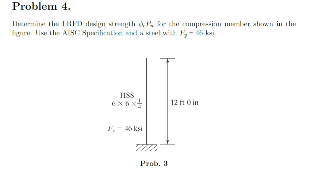 Solved Determine the LRFD design strength cPn for the | Chegg.com