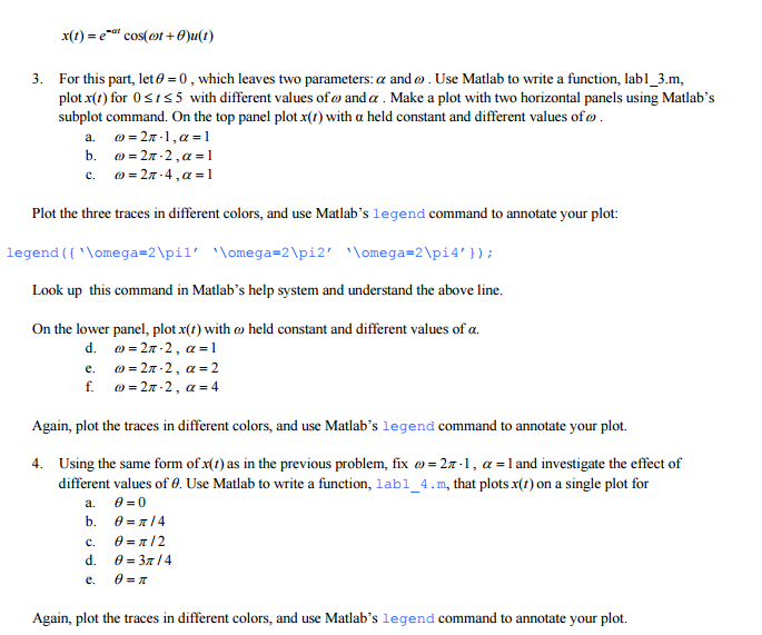 Solved x(t) = e^-alpha t cos(omega t + theta)u(t) For this | Chegg.com