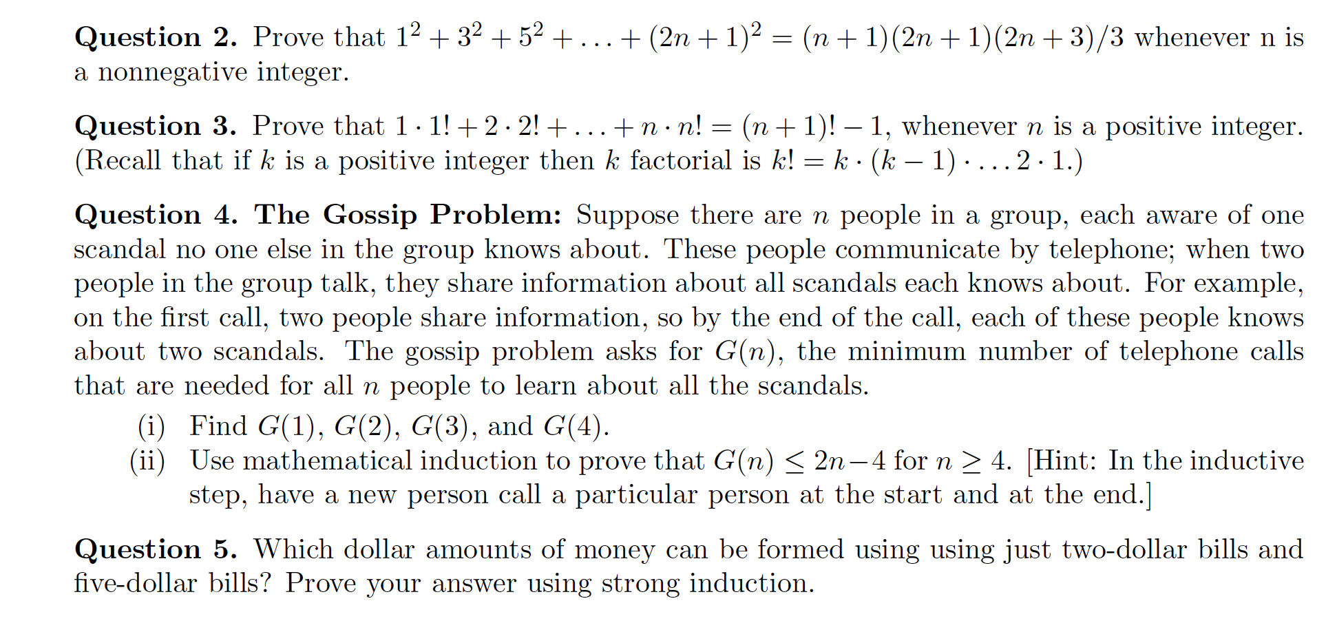 Solved (n1) (2n 1)(2n +3)/3 whenever n is Question 2. Prove | Chegg.com