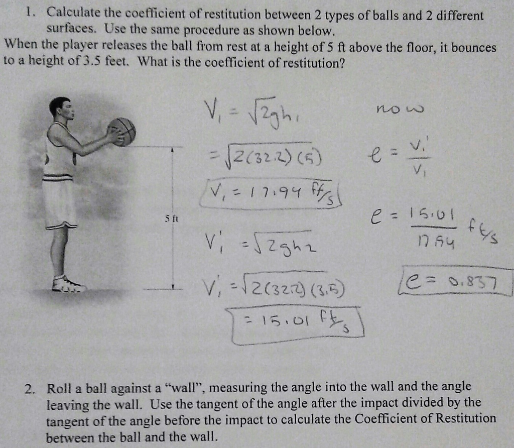 Solved Calculate the coefficient of restitution between 2 | Chegg.com