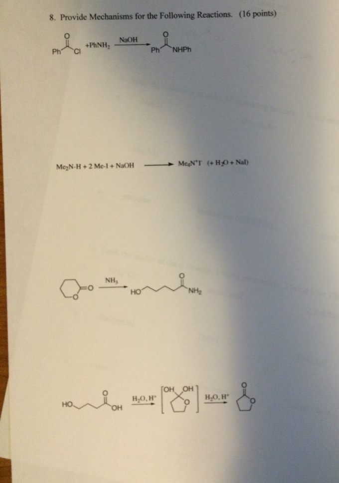 Solved 8. Provide Mechanisms for the Following Reactions. | Chegg.com