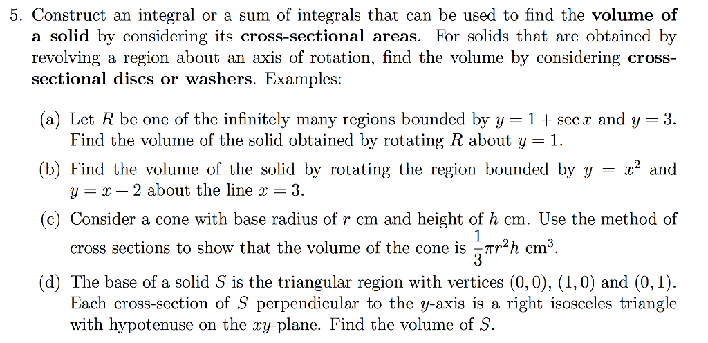 5. Construct an integral or a sum of integrals that | Chegg.com