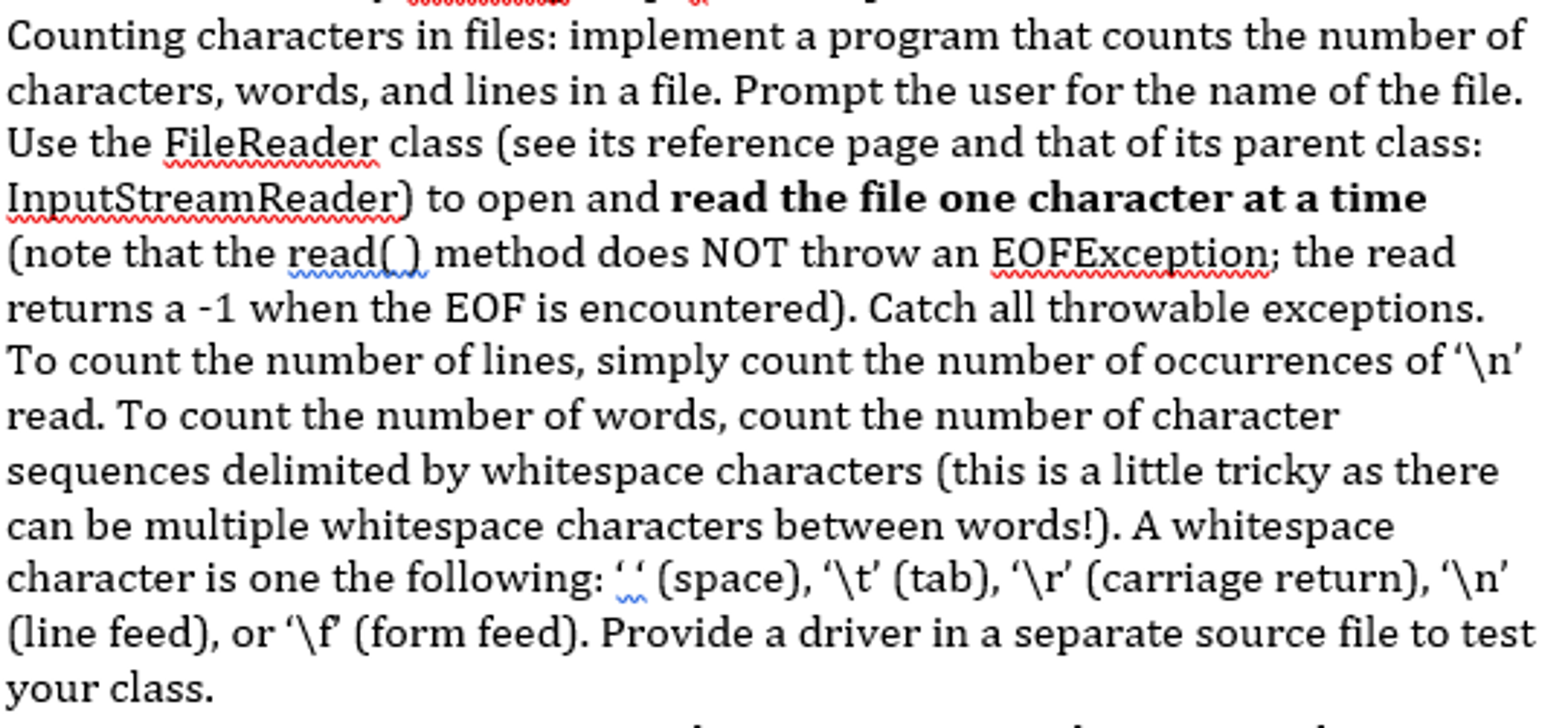 Counting characters in files: implement a program | Chegg.com