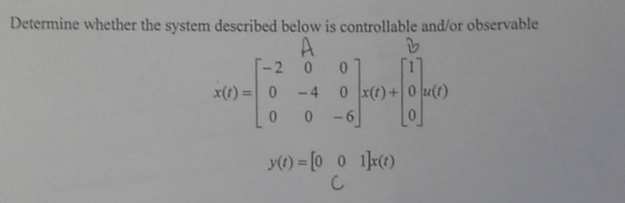 Solved Determine whether the system described below is | Chegg.com