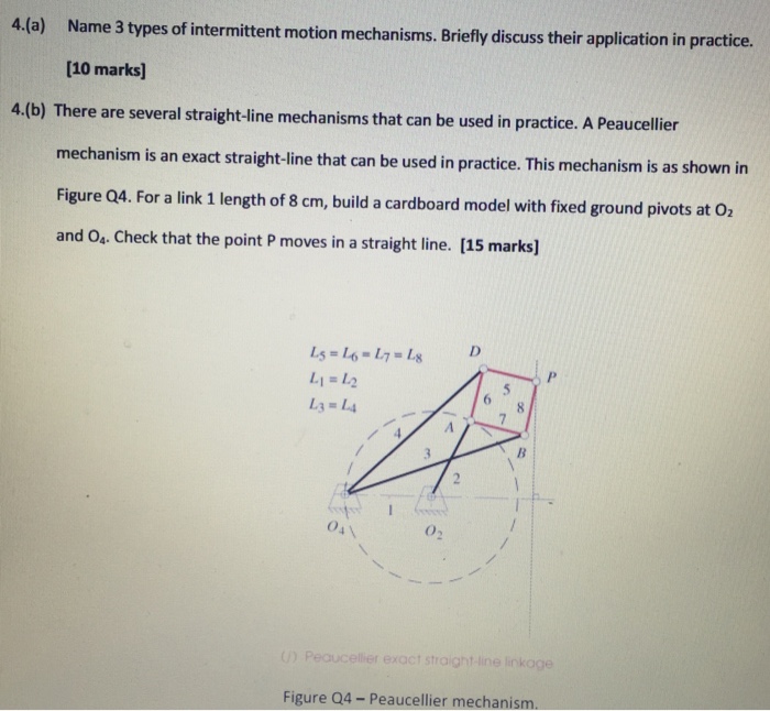 Solved Name 3 types of intermittent motion mechanisms. | Chegg.com