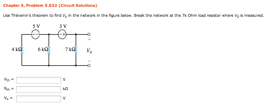 Solved Use Thevenin's theorem to find V0 in the network in | Chegg.com