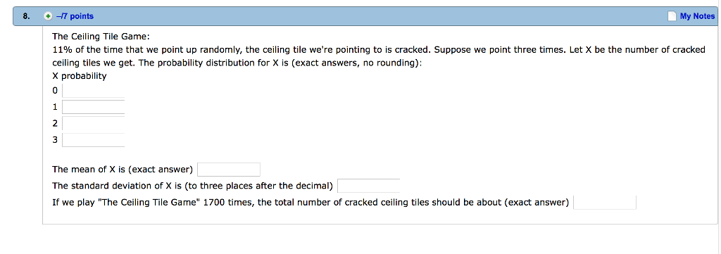 Solved The Ceiling Tile Game:: 11% of the time that we | Chegg.com
