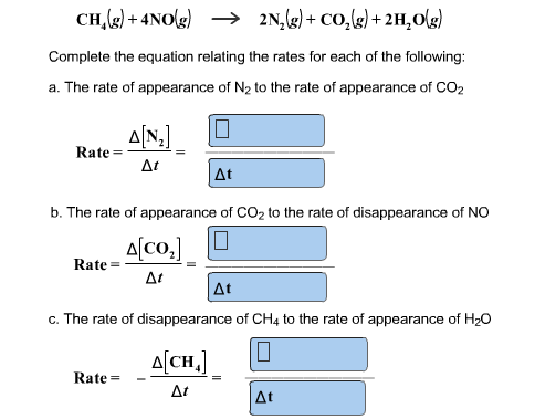 Solved Complete the equation relating the rates for each of | Chegg.com