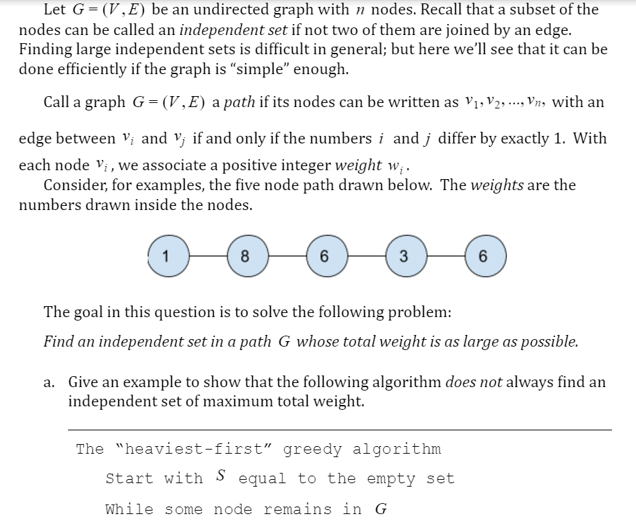 LetG (V, E) be an undirected graph with n nodes. | Chegg.com