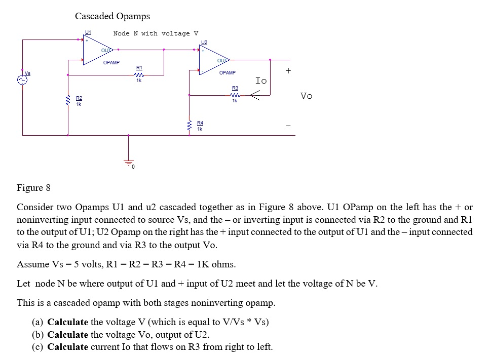 Solved Consider two Opamps U1 and u2 cascaded together as | Chegg.com