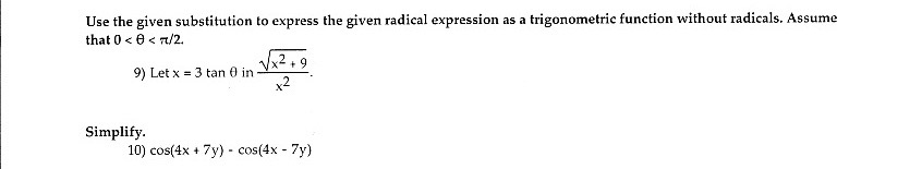 Solved Use the given substitution to express the given | Chegg.com