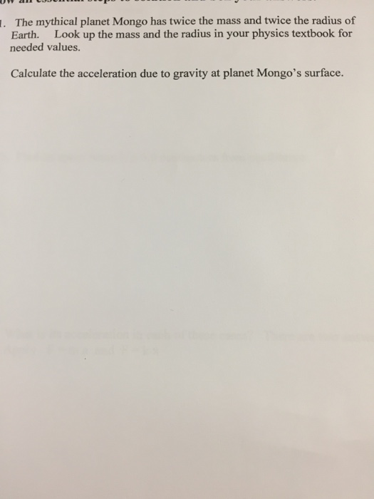 Solved The mythical planet Mongo has twice the mass and | Chegg.com