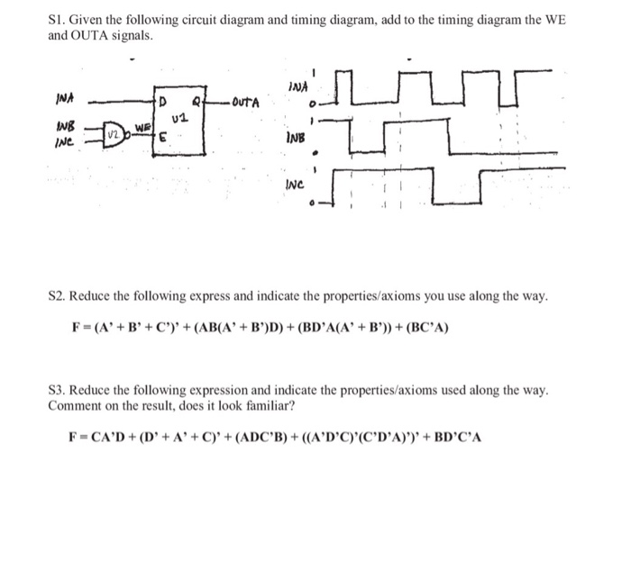 Solved Given The Following Circuit Diagram And Timing