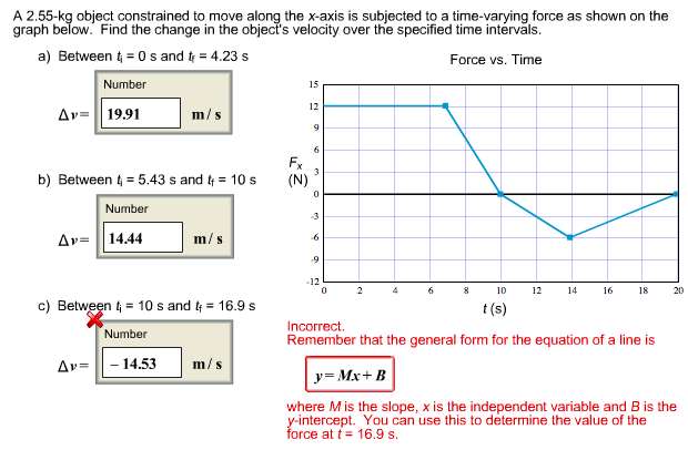 Solved A 2.55-kg object constrained to move along the x-axis | Chegg.com