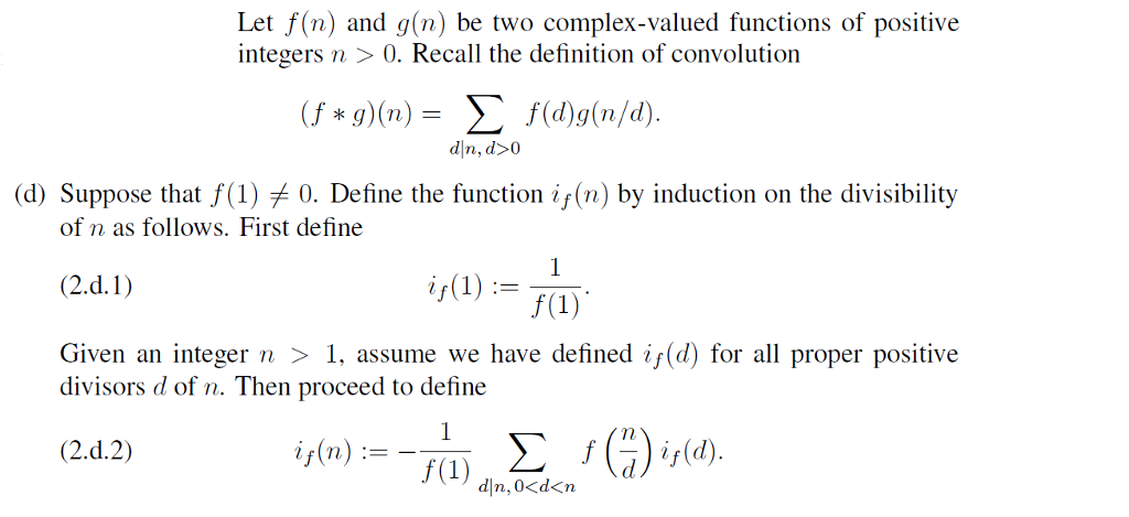 Solved Let f(n) and g(n) be two complex-valued functions of | Chegg.com