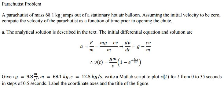 Solved Parachutist Problem A parachutist of mass 68.1 kg | Chegg.com