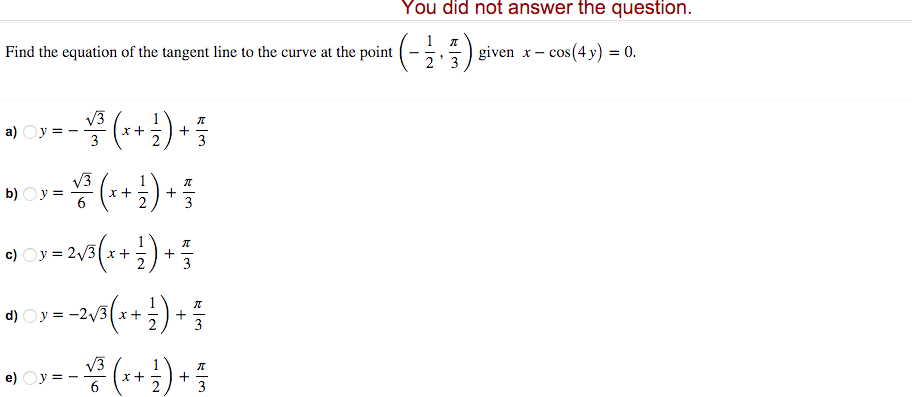 Solved Find the equation of the tangent line to the curve at | Chegg.com