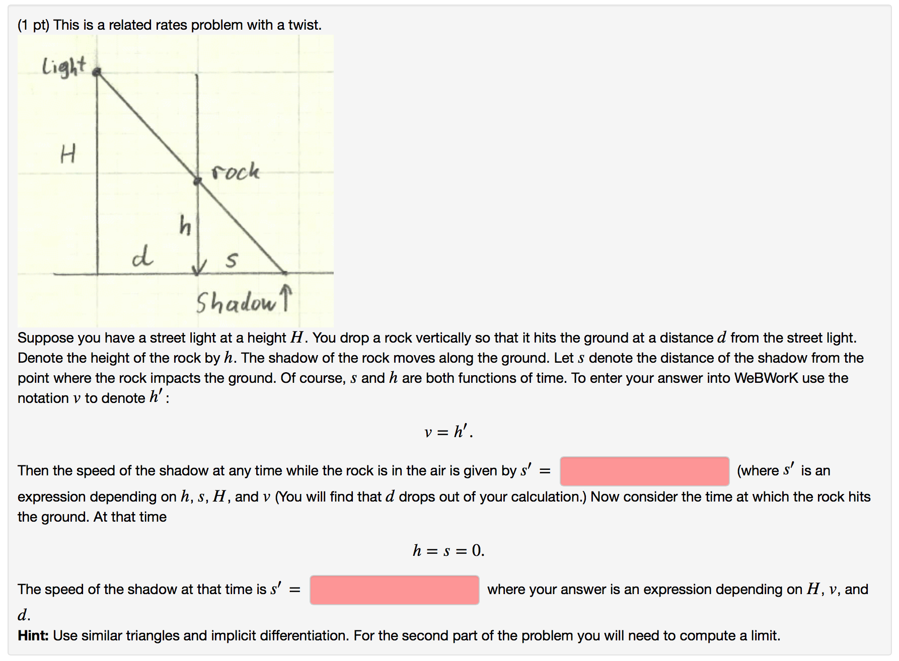 Solved This is a related rates problem with a twist. | Chegg.com