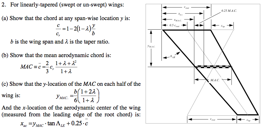 2. For linearly-tapered (swept or un-swept) wings: | Chegg.com