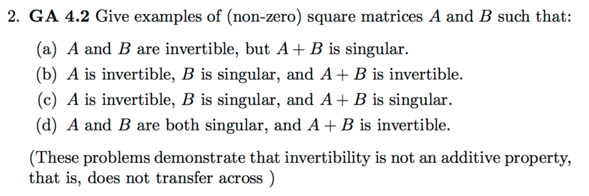 Solved Give Examples Of Non Zero Square Matrices A And B